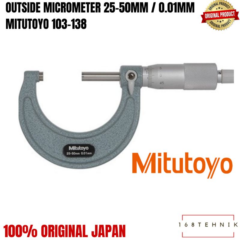 Jual MITUTOYO 103-138 Outside Micrometer 25-50mm (0.01mm) Mikrometer ...