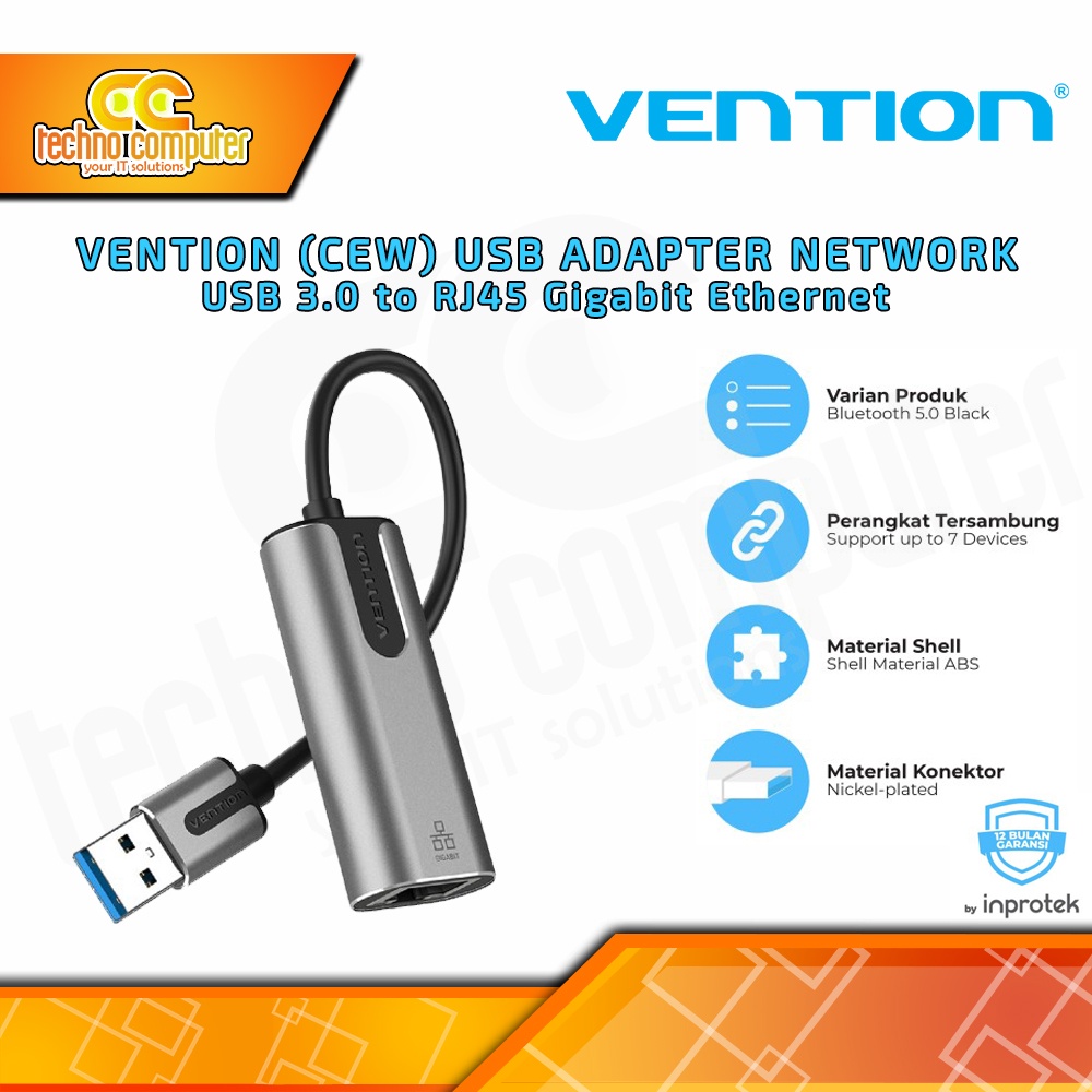 Jual VENTION ADAPTER JARINGAN - USB 3.0 to RJ45 Gigabit Ethernet - CEW ...