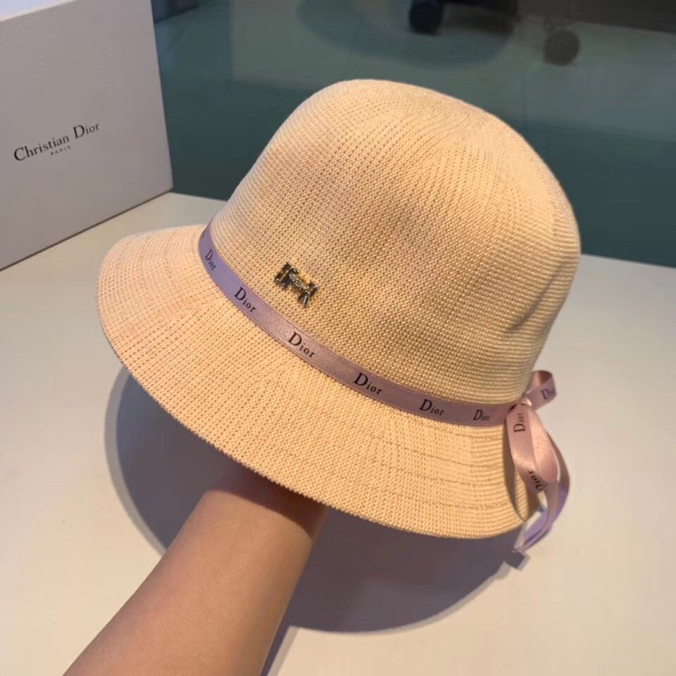 Jual DIOR [With packaging] Ds new hat, ladies fan wool pot hat, small ...