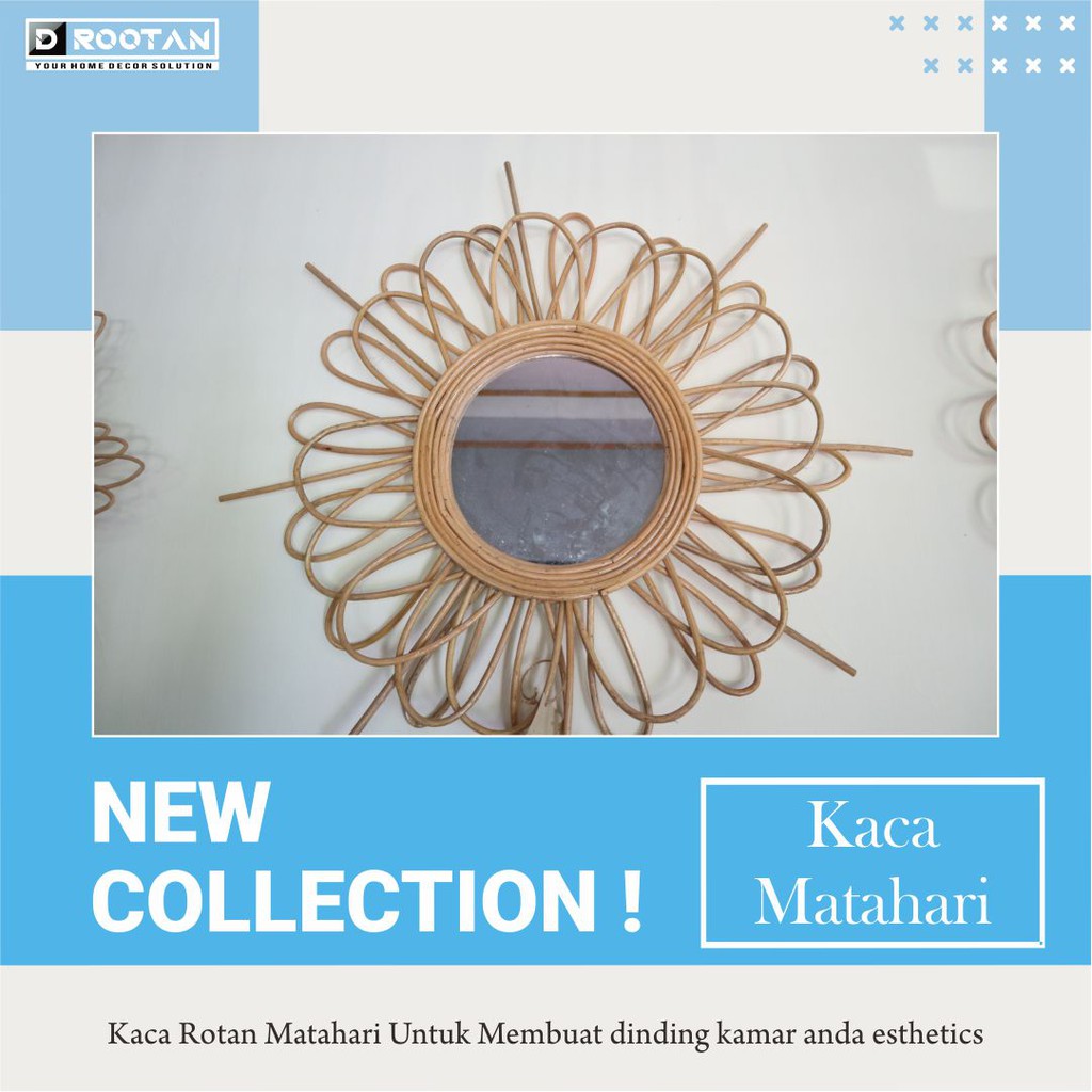 Jual CERMIN KEKINIAN ROTAN BUNGA MATAHARI KACA FRAME BUNGA MATAHARI ...