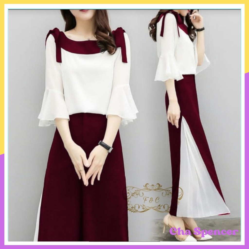 Jual Baju Setelan Celana Kulot Lulina Wanita Dewasa Remaja Modern Modis ...