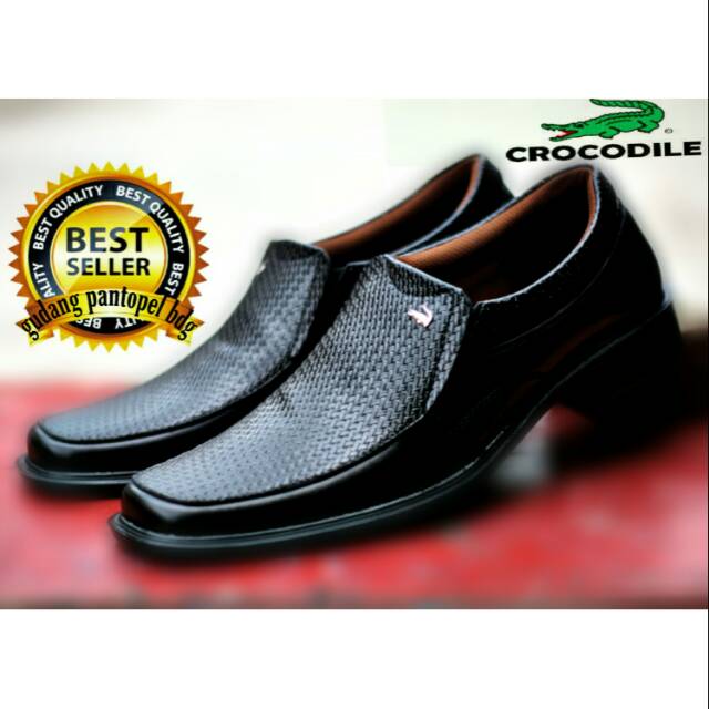 Jual Sepatu pria kantor Crocodile sol tvr ( hak 3cm ) tidak licin ...