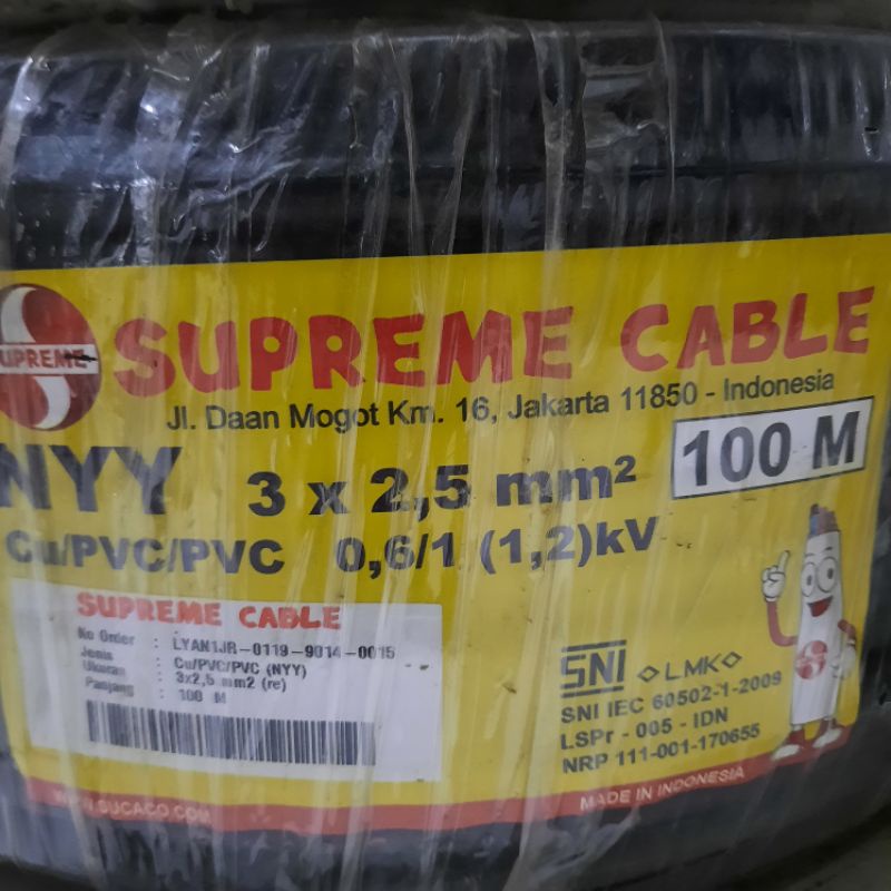 Jual Kabel Supreme NYY 3x2.5mm 100 Meter Hitam | Shopee Indonesia