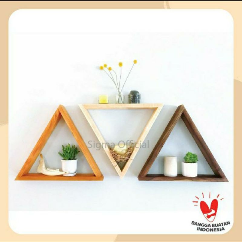 Jual Rak Dinding Kayu Segitiga Dekorasi Kayu Jati Belanda | Shopee ...
