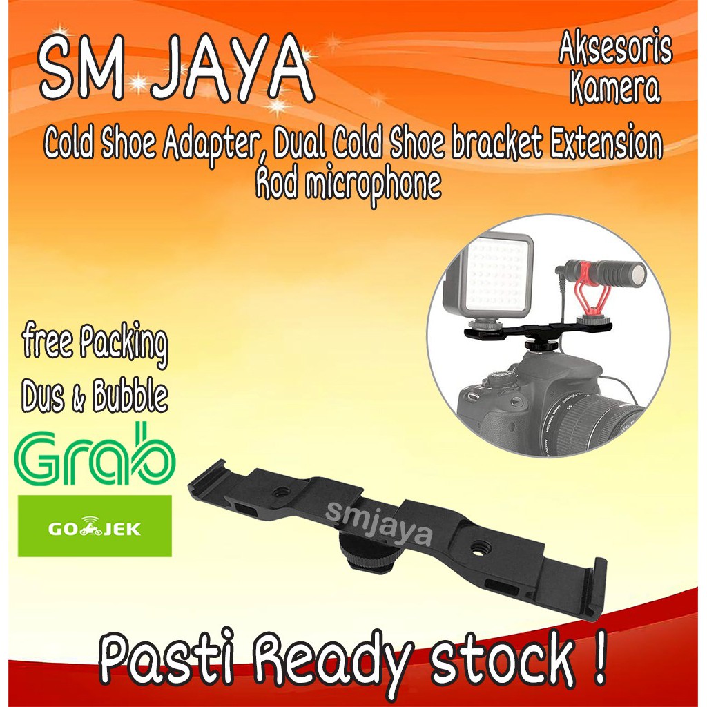 Jual Cold Shoe Adapter, Dual Cold Shoe bracket Extension Rod microphone ...