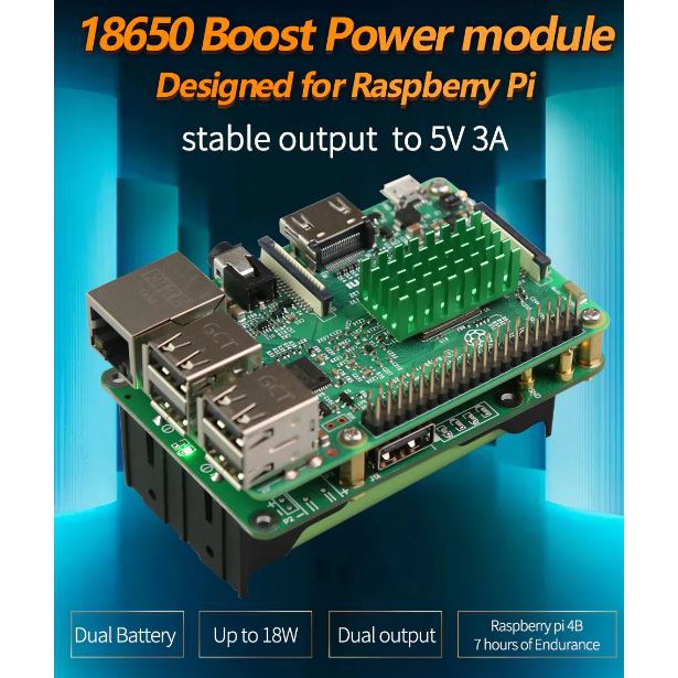 Jual UPS Hat Raspberry Pi 3 4 Zero Dual Slot 18650 Charger Boost Backup ...