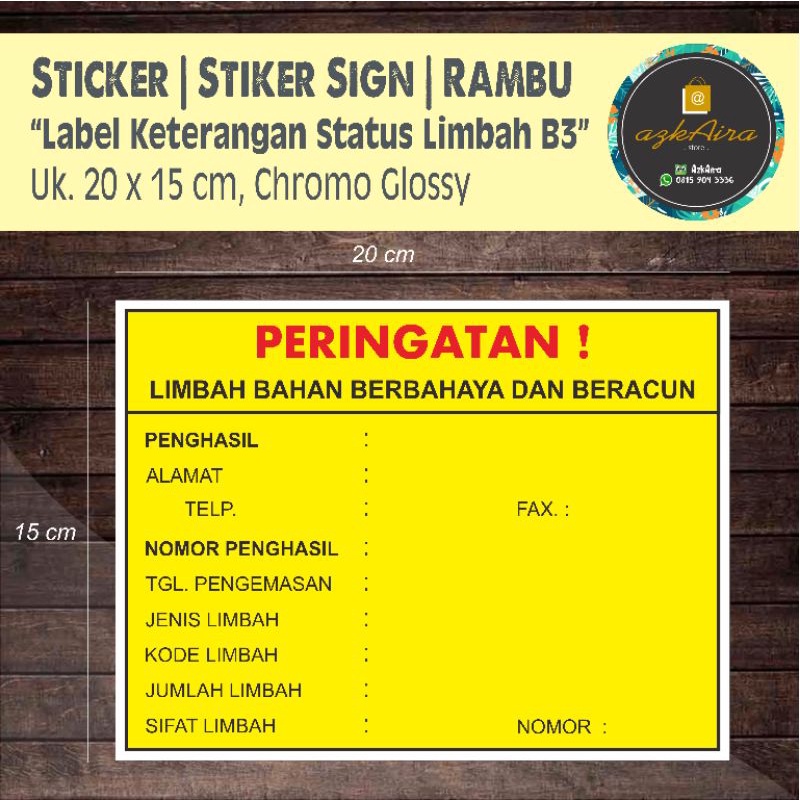 Jual Sticker Stiker Sign Rambu K3 Label Keterangan Limbah B3 - Uk ...