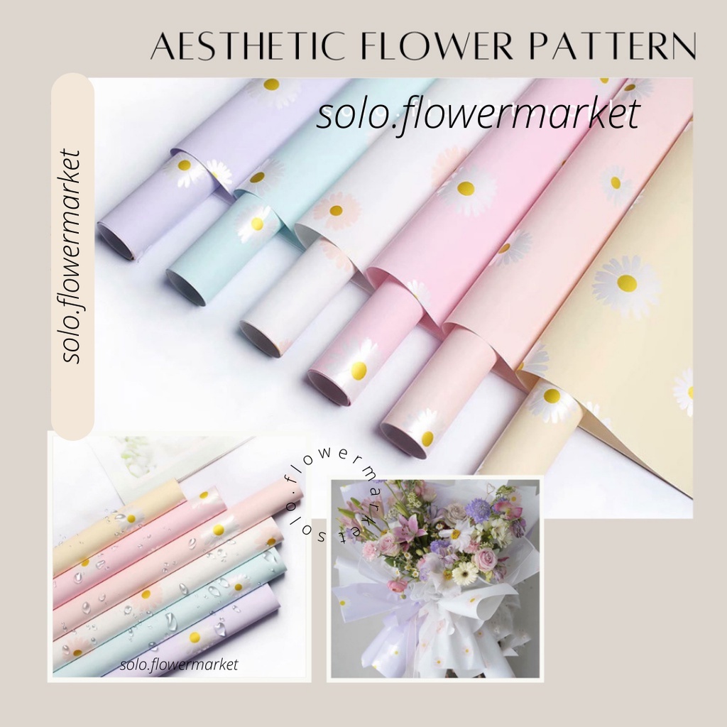 Jual WRAPPING PAPER AESTHETIC FLOWER PATTERN Cellophane Little Flower ...