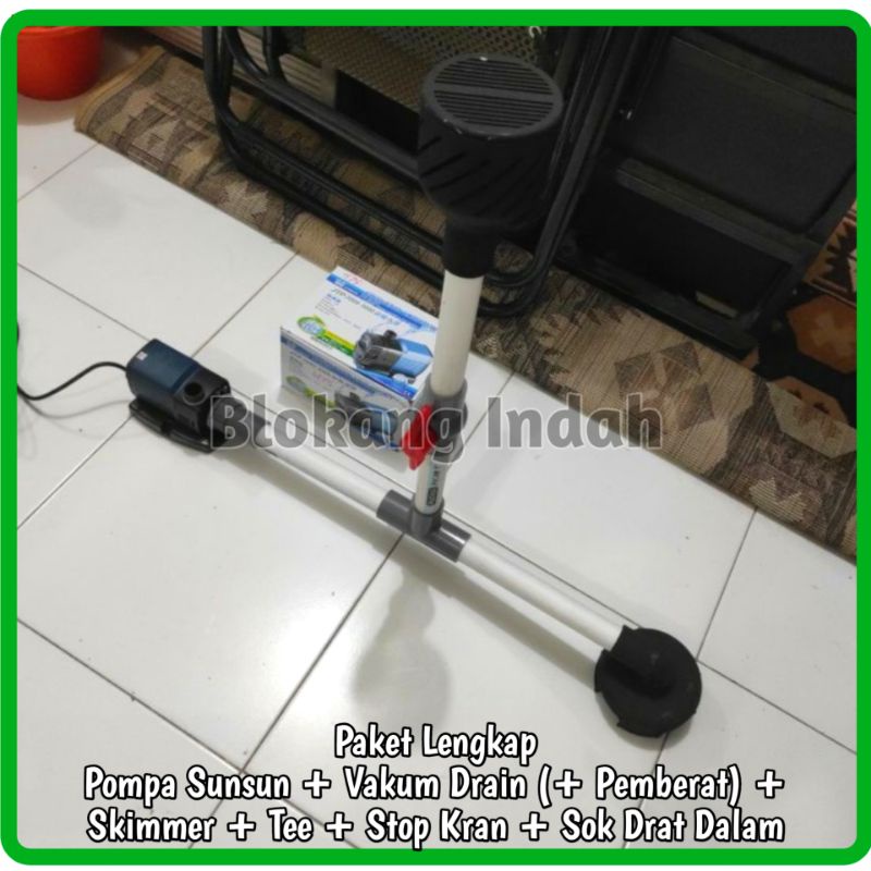Jual PAKET LENGKAP Vacum Bottom Drain + Skimmer + Pompa Sunsun / Vacum ...