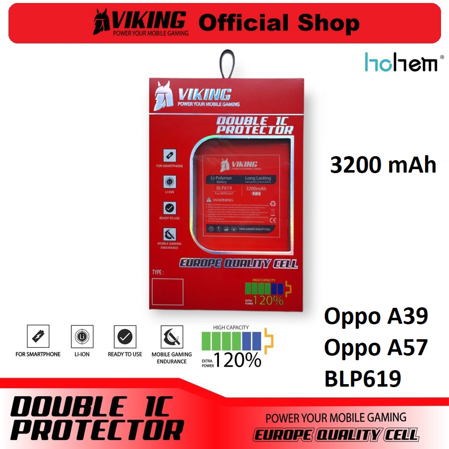 Jual Baterai VIKING Double Power Original Oppo BLP619 A39 A57 BLP 619 ...
