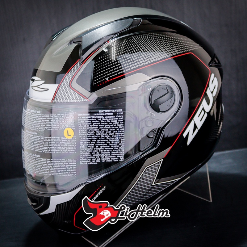 Jual HELM ZEUS ZS 811 BLACK AL6 WHITE RED | ZS-811 FULL FACE SNI ...