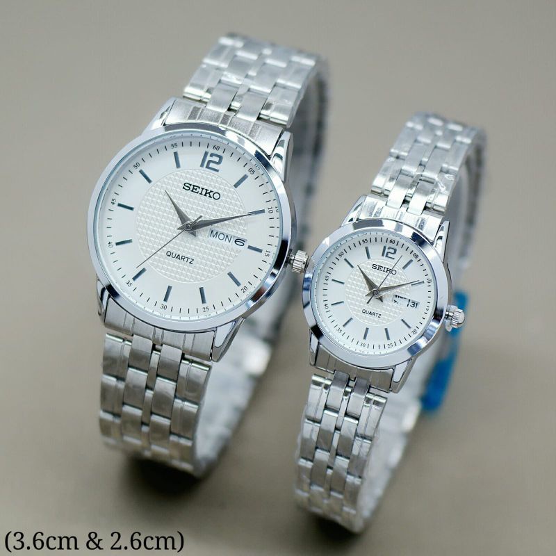 Jual Jam tabgab Seiko couple jam tangan Seiko rantai stainless steel ...