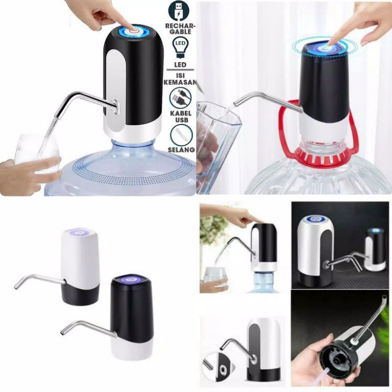 Jual DISPENSER POMPA GALON LED USB ELEKTRIK MINI RECHARGEABLE OTOMATIS ...