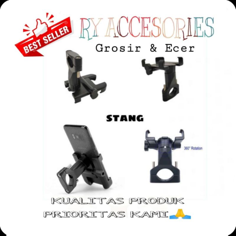 Jual RY - Holder motor stang HM-22 Full besi stand hp di motor phone ...