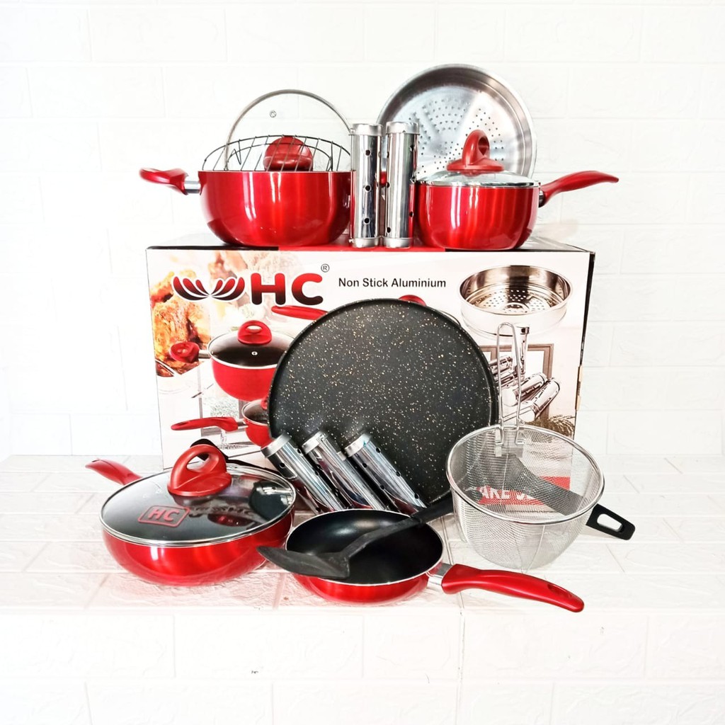 Jual HC Panci Cookware Set 17 Pcs | Shopee Indonesia