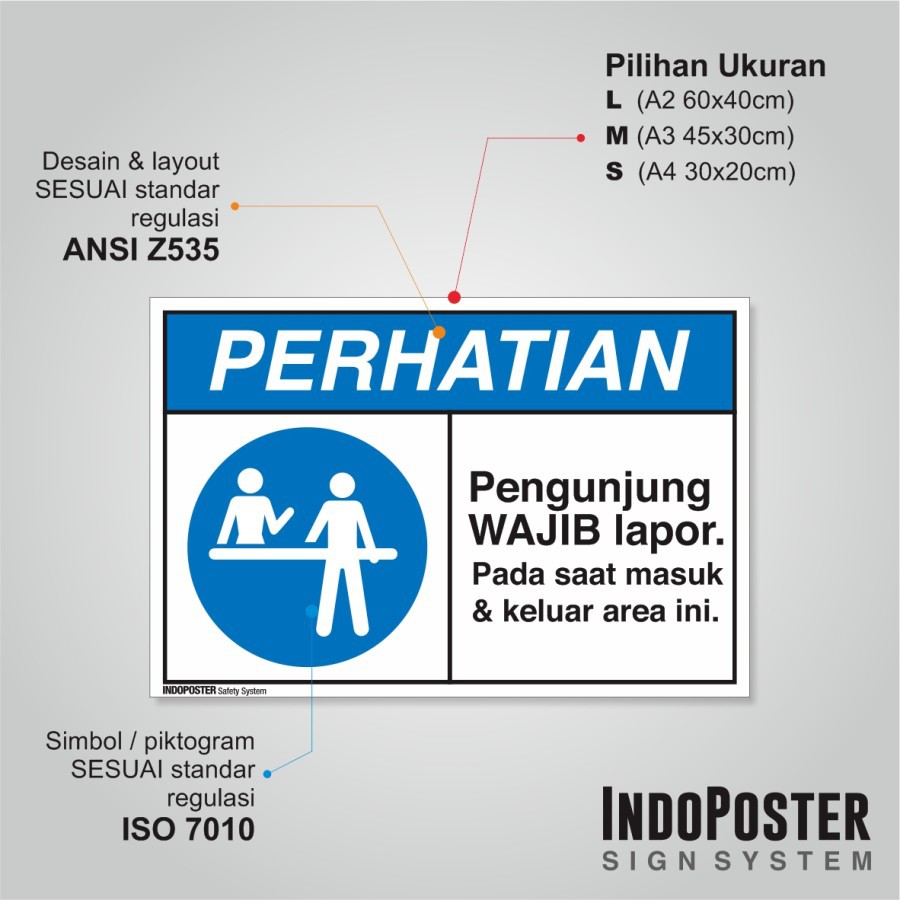 Jual Stiker Safety Sign Rambu K3 ANSI Tamu Pengunjung Wajib Lapor ...