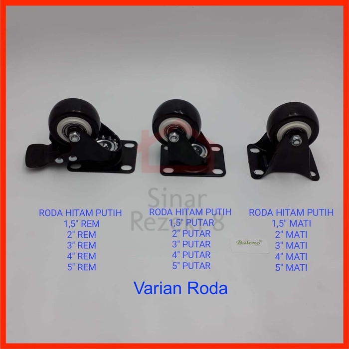 Jual Roda Putih HITAM 4” inch MATI / Caster Trolley Troli Rubber Pu ...