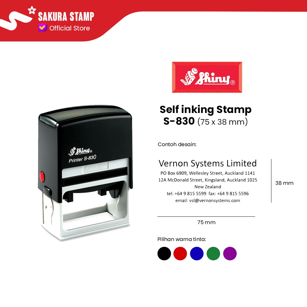 Jual SHINY SELF INKING STAMP STEMPEL PRINTER S-830 (75x38mm) | Shopee Indonesia