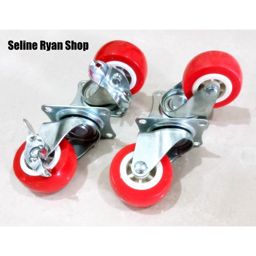 Jual Roda Gepeng / Roda Troli / Roda Koper / Roda Rak 2" MERAH 50mm ...