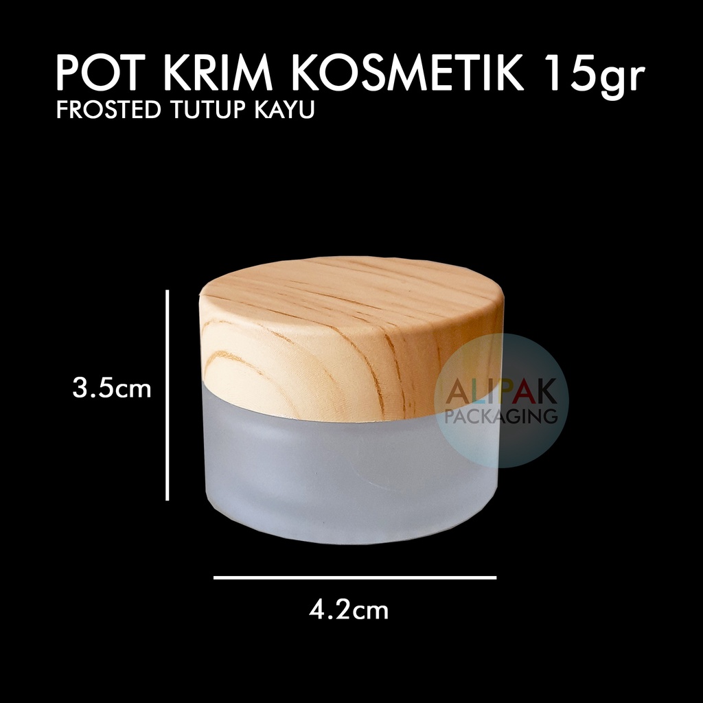 Jual POT KRIM KOSMETIK 15gr KACA FROSTED DOF / KACA BENING TUTUP KAYU ...