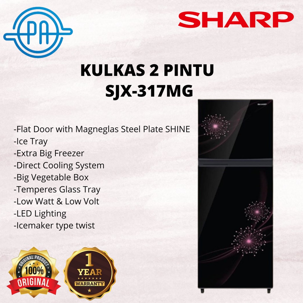 Jual KULKAS SHARP SJ 317 MG LEMARI ES 2 PINTU SJ317MG SJ 317MG | Shopee ...