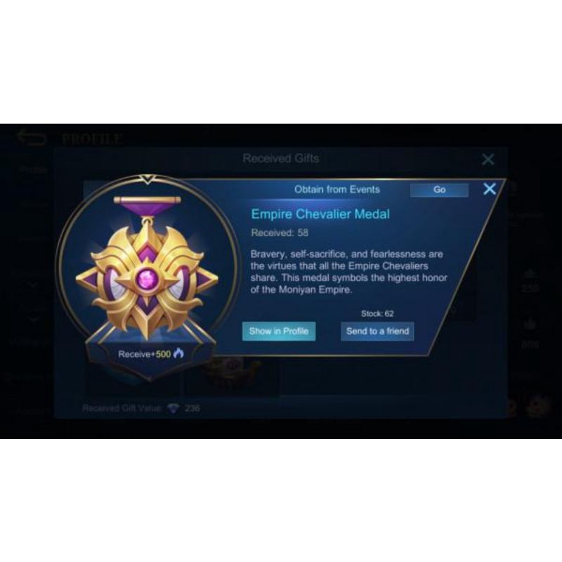 Jual Gift Charisma Empire Chevalier Medal Mobile Legend | Shopee Indonesia