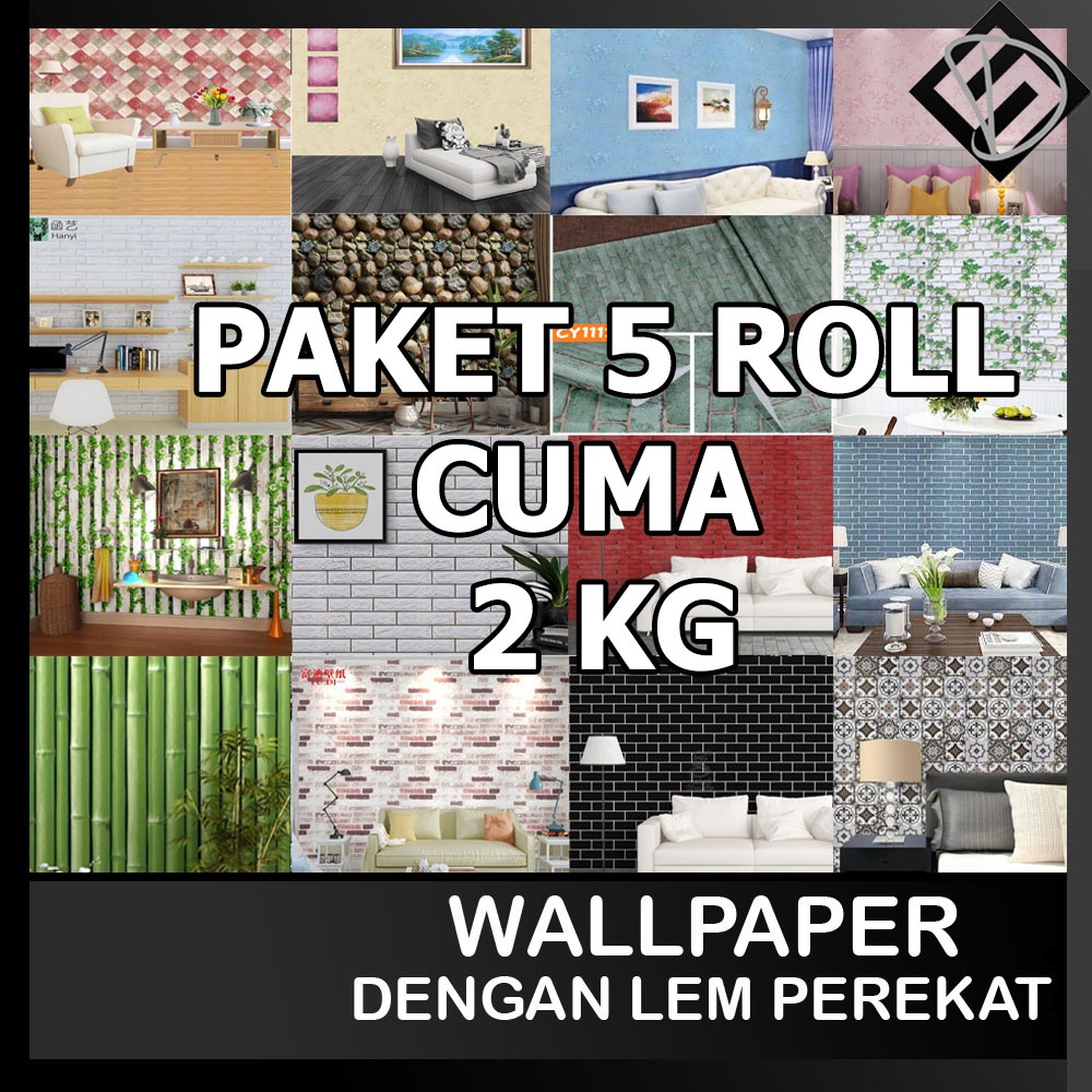 Jual [COD] Paket 5 Roll Wallpaper Stiker Dinding | Walpaper Dinding Bata, Batu Termurah | Shopee ...
