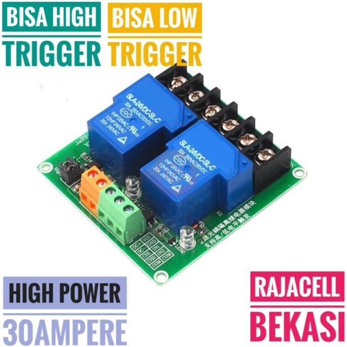 Jual Relay module Arduino 2ch 30A Input Bisa High dan Low Active ...