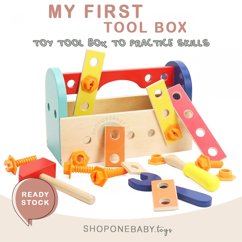 Jual INSTAN Leo & Friends My First Toolbox Portable Wooden Toys Mainan Kayu Anak Laki-Laki Alat ...