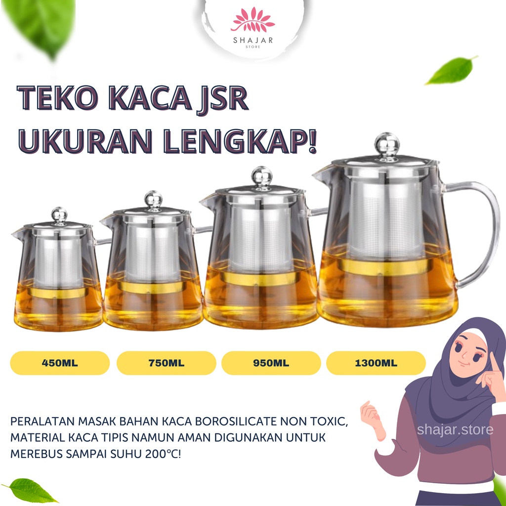 Jual TEKO KACA JSR PLUS SARINGAN /FILTER UNTUK SEDUHAN HERBAL REMPAH RIMPANG TEH KOPI TAHAN ...