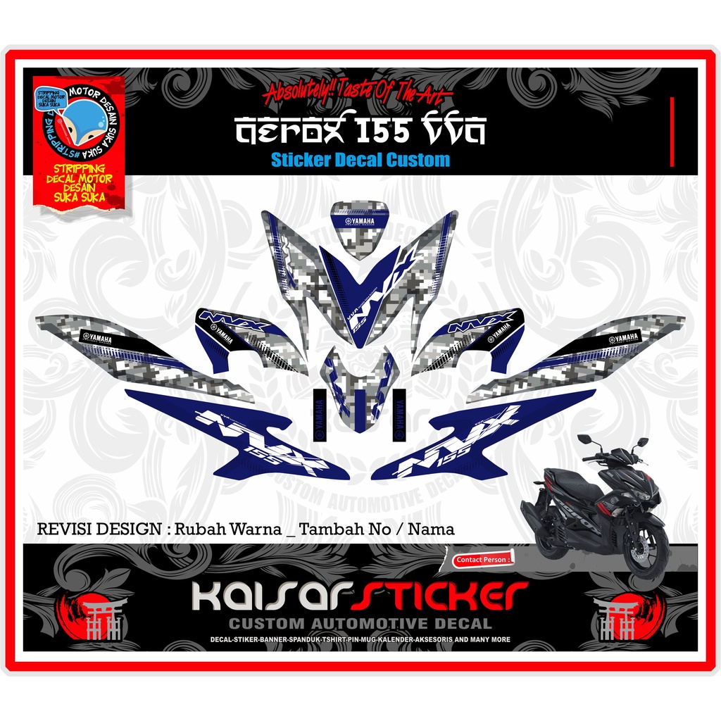 Jual Sticker striping motor Full Body Aerox 155 stiker decal aerox Camo ...