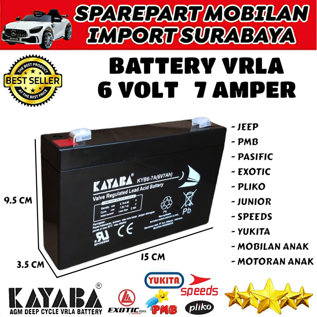 Jual PMB BATTERY 6 VOLT 7 AMPER MPOWER 6V 7AH KAYABA 6V 7AH MOTOR MOTORAN MOBILAN REMOT AKI ...