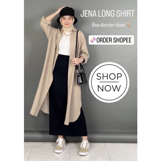 Jual Jena Long Shirt | Kemeja Linen | Kemeja oversize | Shopee Indonesia