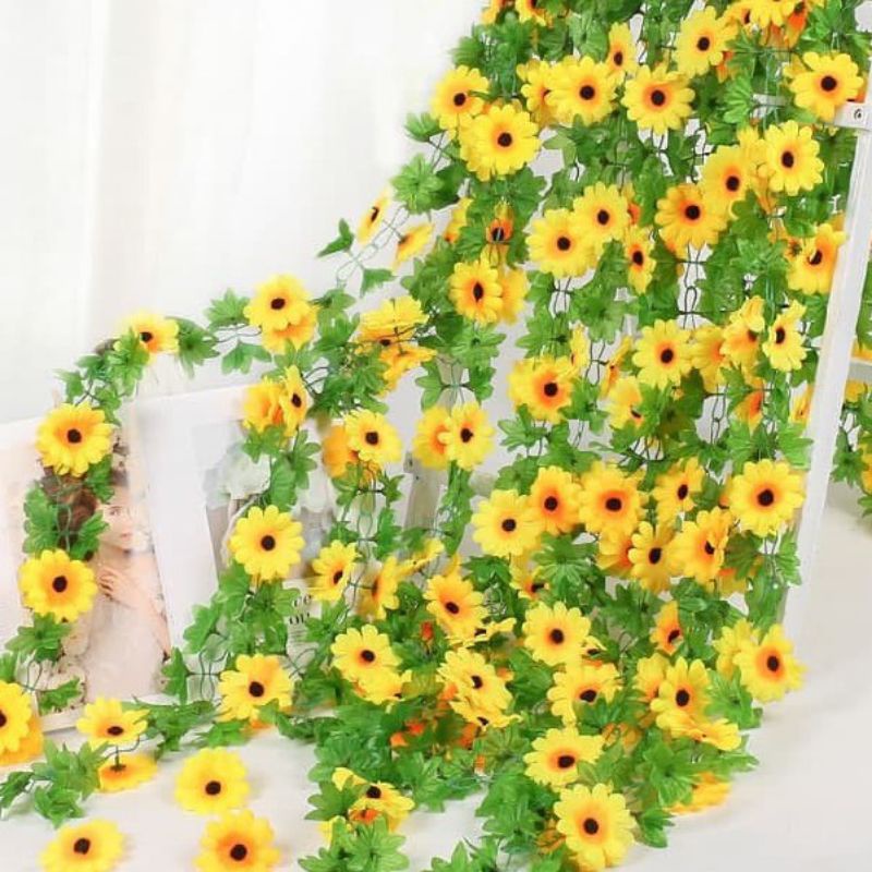 Jual Bunga matahari rambat artificial daun hias plastik | Shopee Indonesia