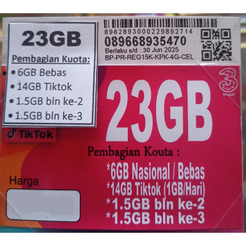 Jual Perdana 3 Tri 23GB | Shopee Indonesia