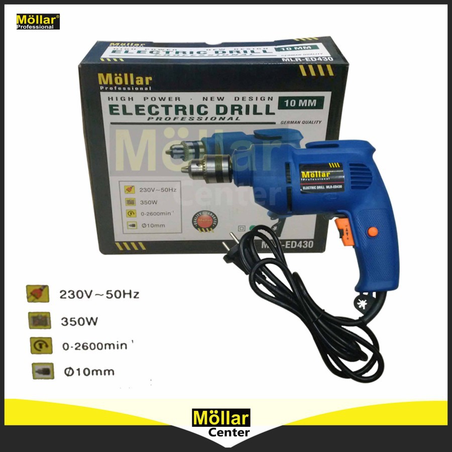 Jual Mesin Bor Tangan Listrik 10mm Mollar Electric Drill Variable Speed ...