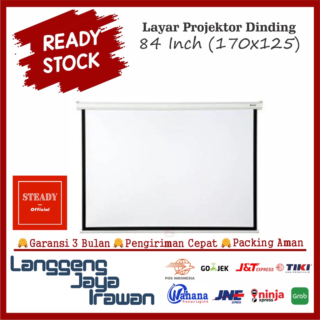 Jual Screen Projector 84 inch Wall Layar Proyektor 84 inch Dinding ...