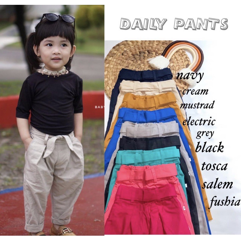 Jual Celana panjang daily pants anak perempuan 2-9 tahun bahan katun cigaret nablfashion merah ...