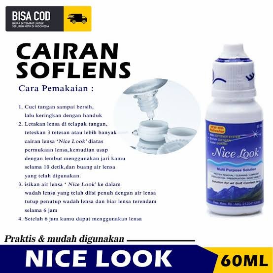 Jual Cairan Air Pembersih Cuci Soflens Softlens Nice Look 60ml 120ml ...