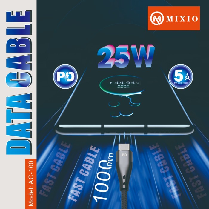 Jual MIXIO AC100 KABEL DATA TYPE C TO TYPE C FAST CHARGING 25W 5A ...