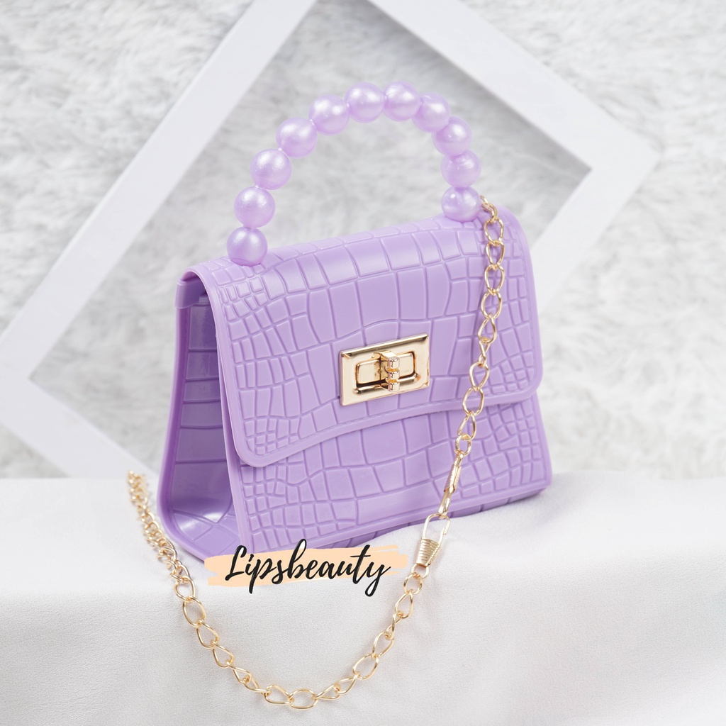 Jual Tas Jelly Glossy Mini Croco Pearl Warna | Tas Jelly Mutiara Warna ...