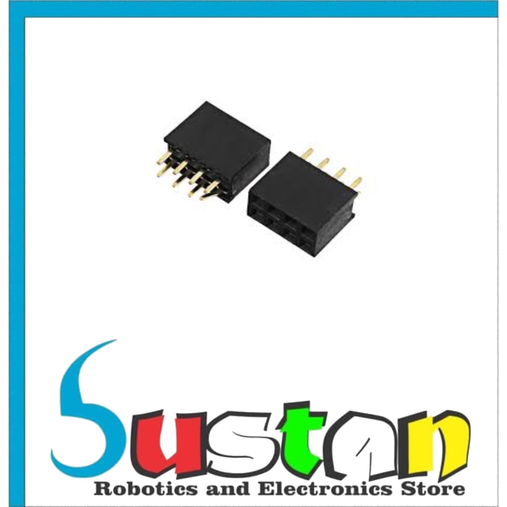 Jual Header Female 2.54mm 2x4 Pin Pitch Double Row Straight Socket ...