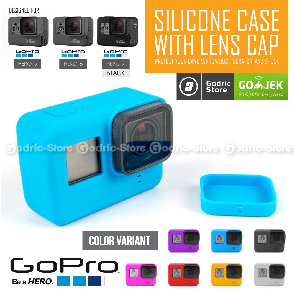 Jual GoPro Hero 5 / 6 / 7 Black Silicone Case with Lens Cap Cover | Shopee Indonesia