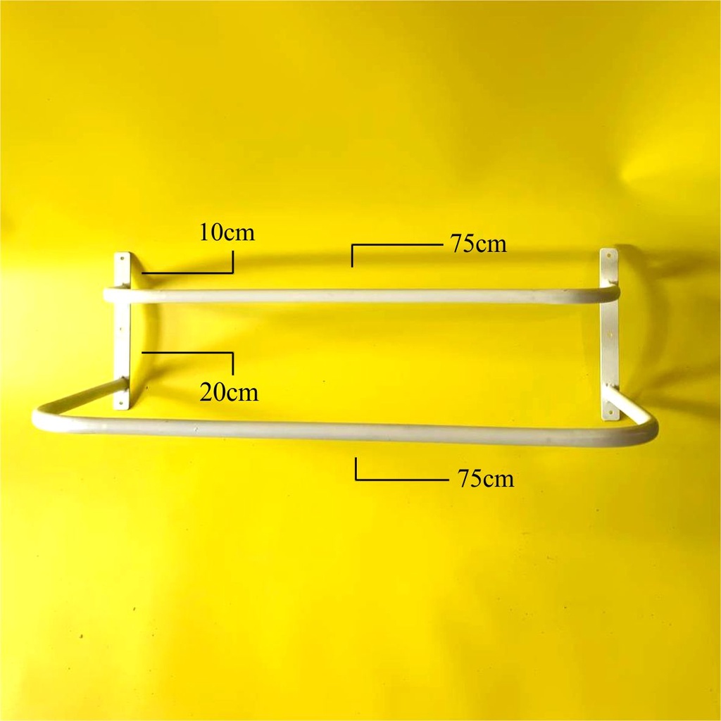 Jual Gantungan Handuk Baju 2 susun 75cm x 20cm dan 75cm x 10cm Putih ...