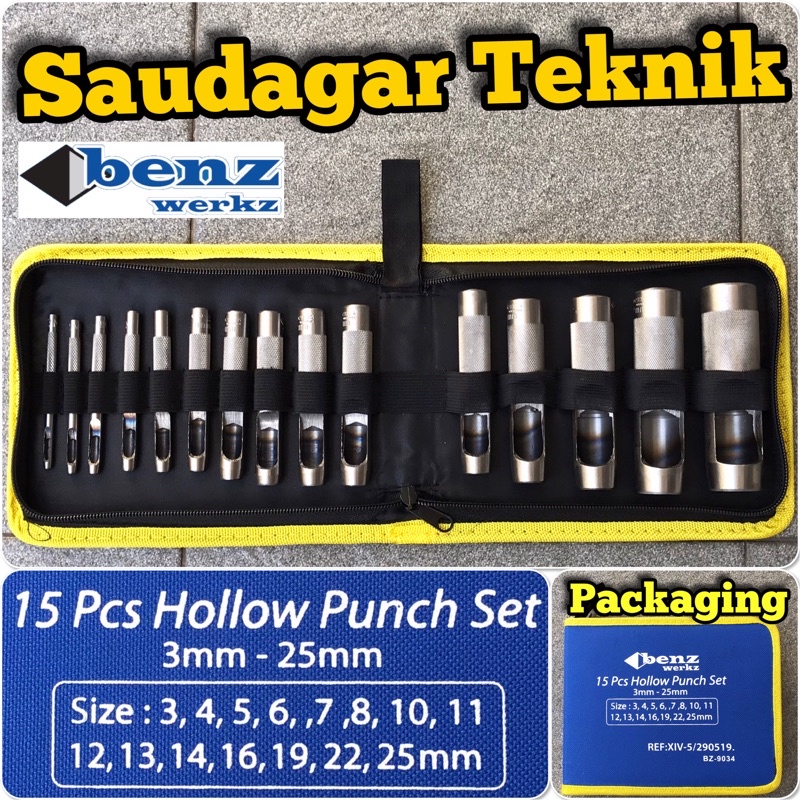 Jual Hollow Punch Set 15 Pcs Plong Set Betel Set Pembolong Plat Pembuat ...