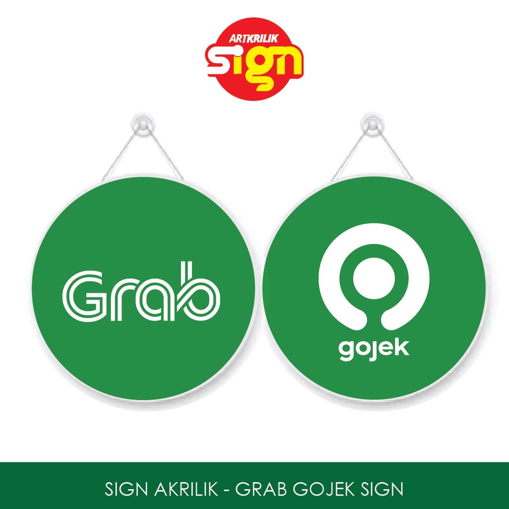 Jual Artkrilik - Sign Board GRAB GOJEK Order Acrylic Bulat Putih 20 cm ...