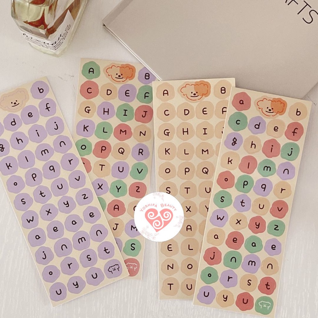 Jual 1 Lembar Cute Alphabet Sticker Deco DIY Planner | Sticker Huruf ...