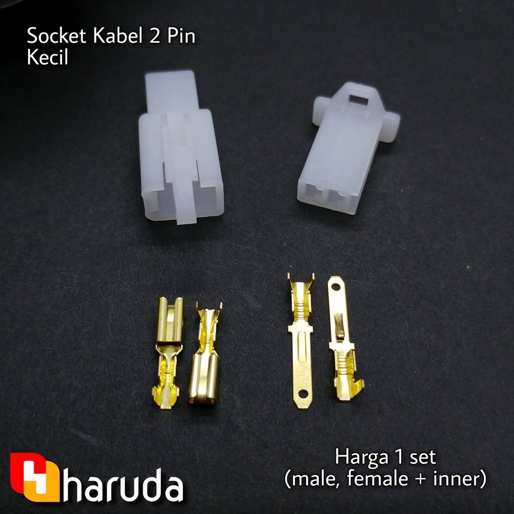 Jual Soket Konektor Motor / Socket Skun Kecil 2 PIN Male Female + Inner ...