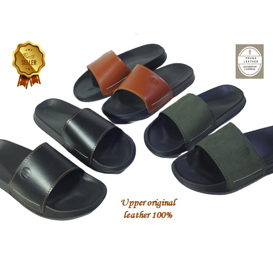 Jual Sandal Slop Upper Kulit Asli Sendal Slip On Slide Phylon Ringan ...