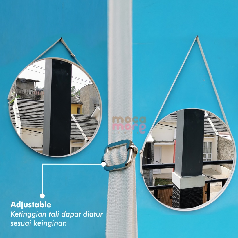 Jual Mocamore Cermin Bulat Aesthetic Tali Linen Frameless Diameter 40 ...